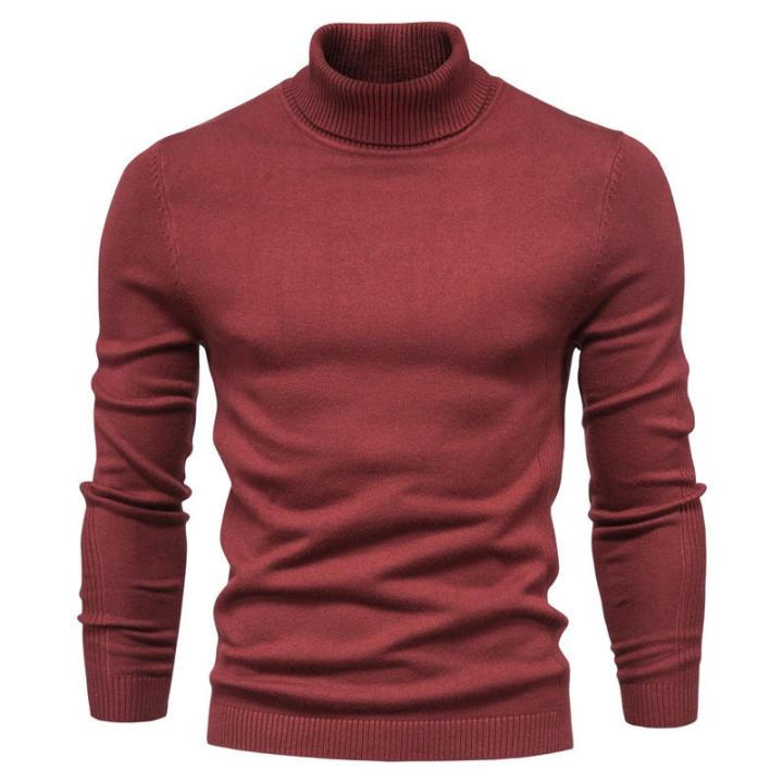 Suéter de punto casual para hombre de cuello alto, suéter de color ...
