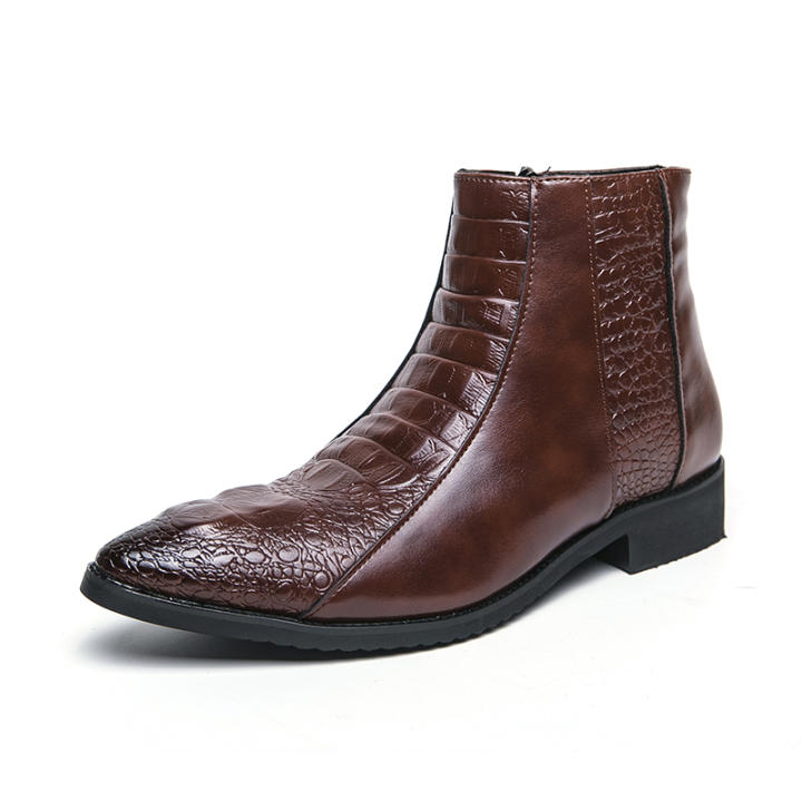 Botas Chelsea de manga alta con cremallera para hombre, zapatos grandes ...