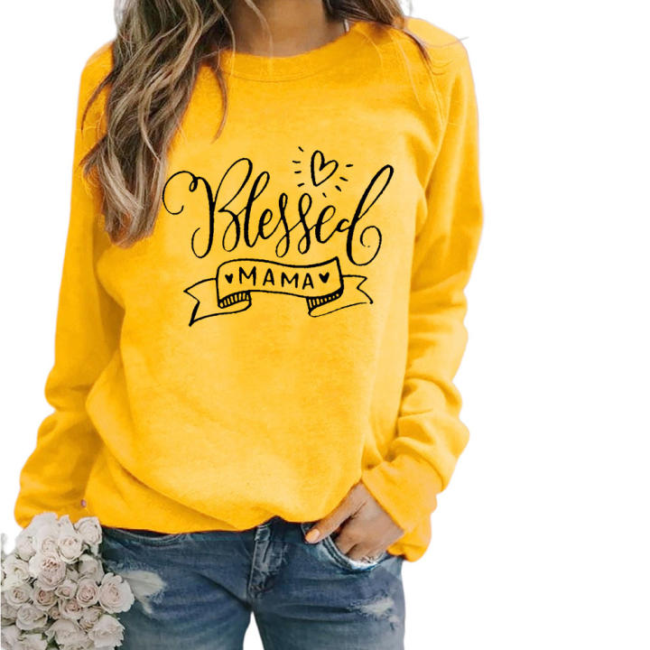Blessed-Sudadera holgada informal estampada para mujer, Top de otoño e ...