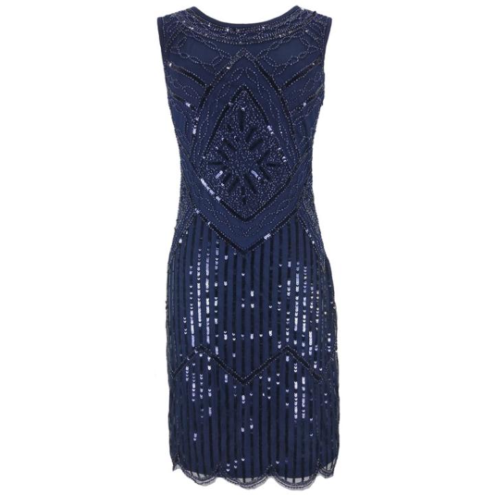 Vestido Flapper Vintage del gran Gatsby para mujer, cuello redondo sin ...