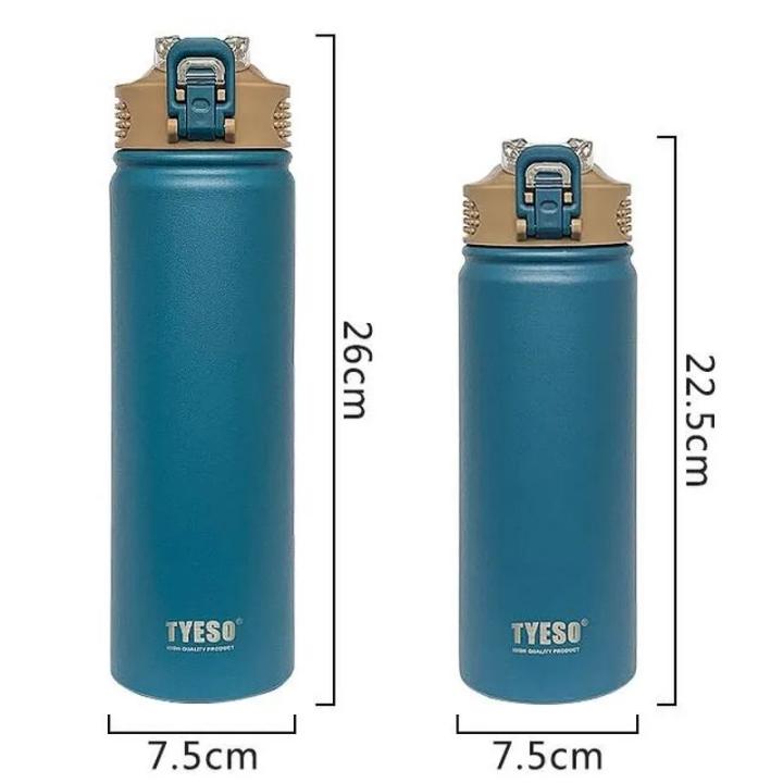 Termo de acero inoxidable con pajita, taza térmica de 530ml y 750ml, frasco aislado para coche ...